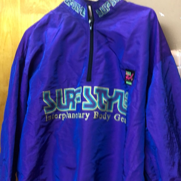 surf style | Jackets & Coats | Vintage 9s Purple Surf Style Windbreaker ...